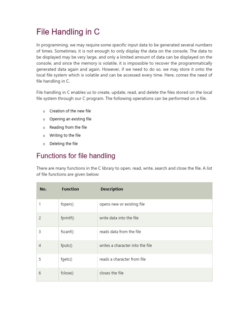 File Handelling in c | PDF | Pointer (Computer Programming) | Parameter (Computer Programming)