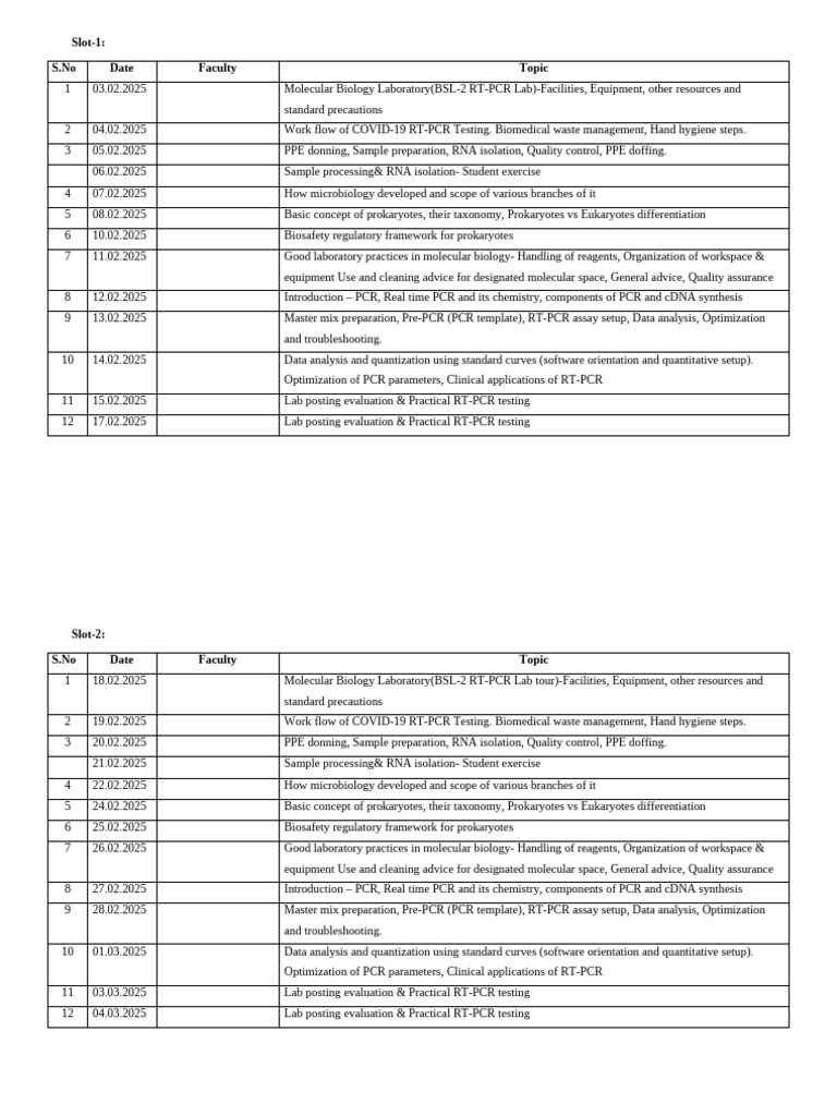 Electives-III Schedule 2025 | PDF | Reverse Transcription Polymerase ...