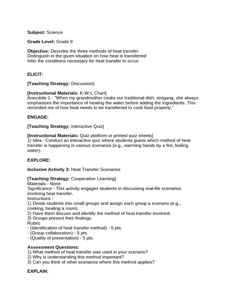 HEAT TRANSFER LESSON PLAN | PDF | Heat Transfer | Heat