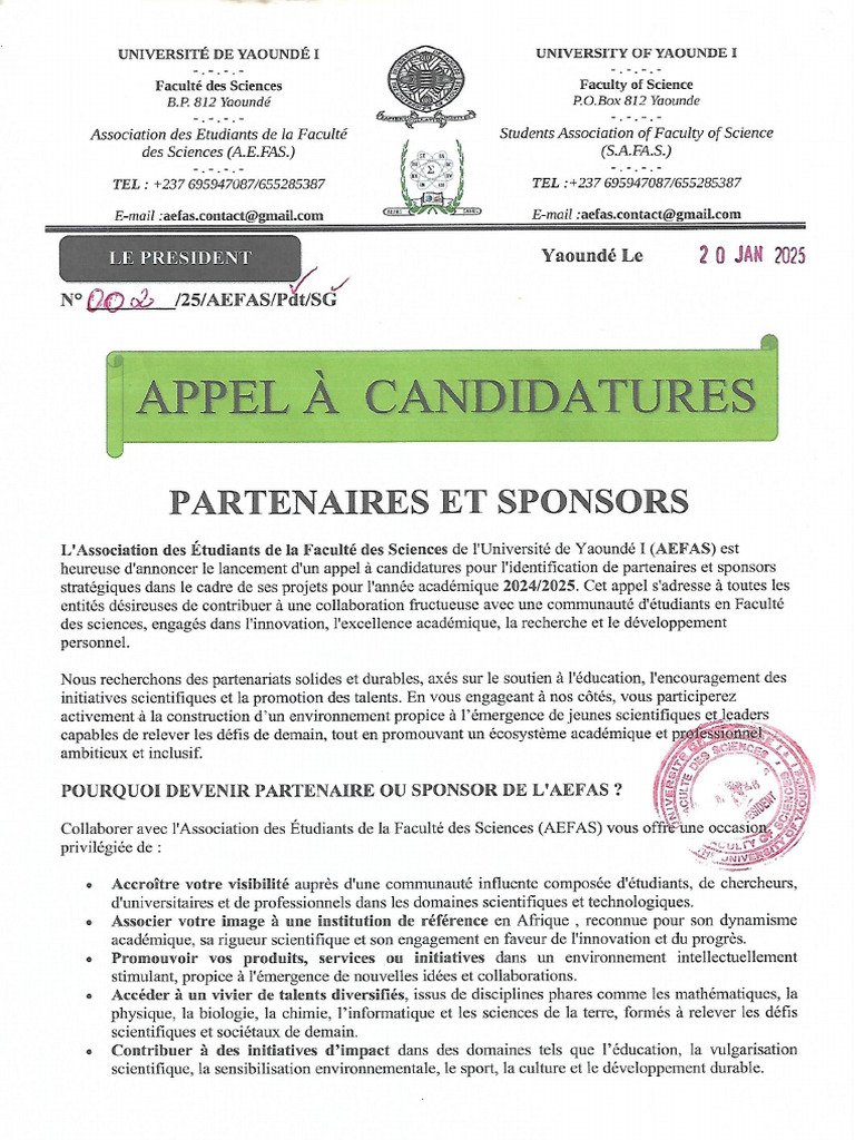 Appel Candidature Aefas Partenaire | PDF
