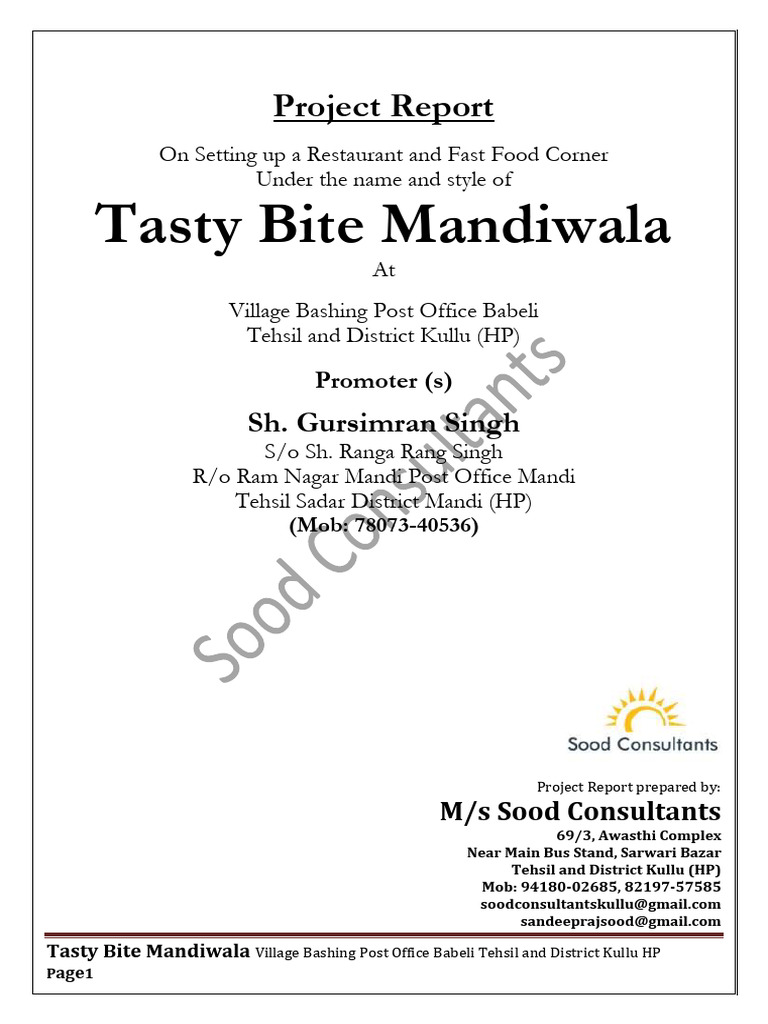 Project Profile - Tasty Bite Mandiwala | PDF | Depreciation | Working ...
