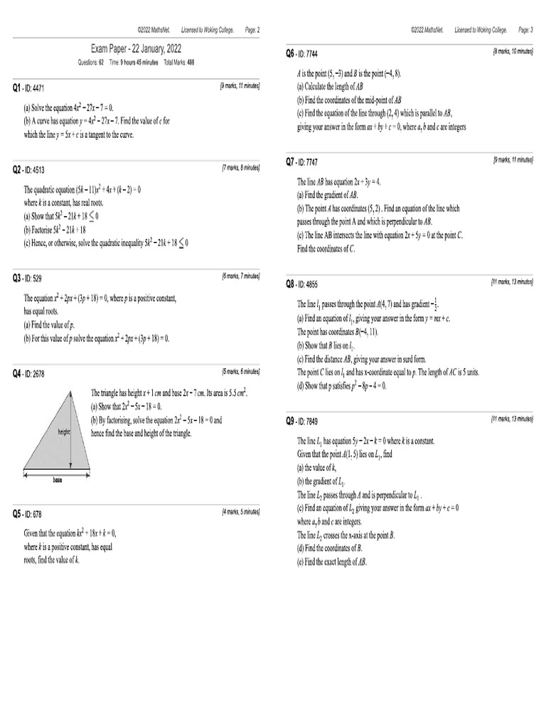 As Maths Revision Questions and Answers | PDF