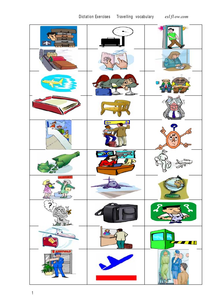Air Travel Vocabulary Dictation Exercises | PDF | Baggage | Aviation