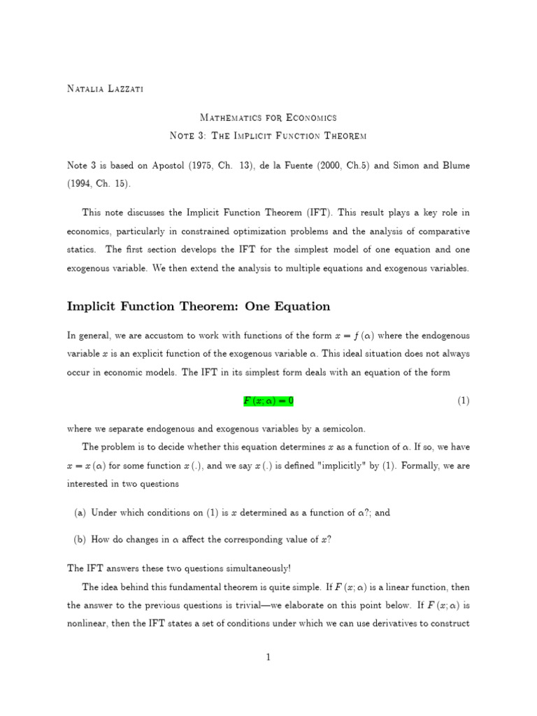 Note 3 Math Camp | PDF | Function (Mathematics) | Equations