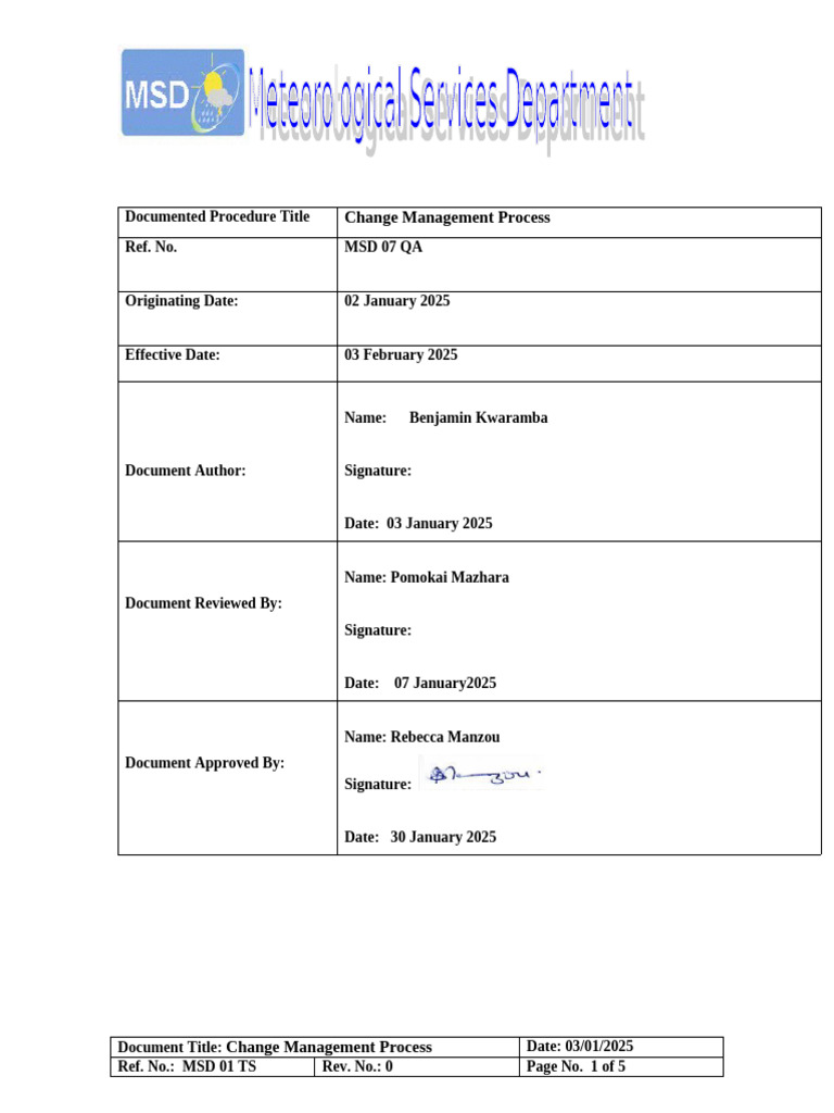 MSD 07 QA Change Management Process | PDF | Quality Management System ...