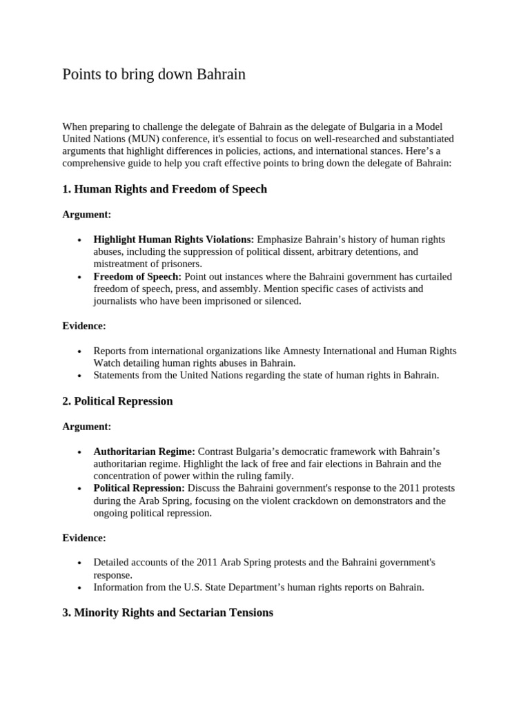 Points To Bring Down Bahrain | PDF | Bahrain | Justice