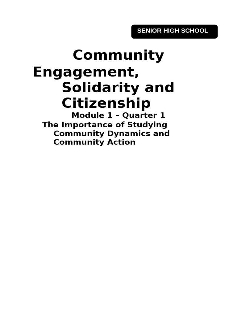 Community Engagement Module 1 Quarter 1 The Importance of Studying ...