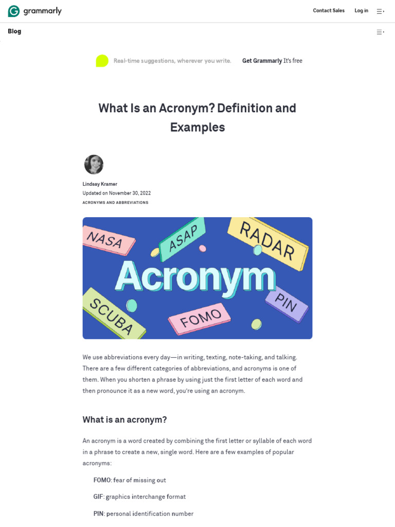 What Is An Acronym - Definition and Examples - Grammarly | PDF | Acronym | Linguistics
