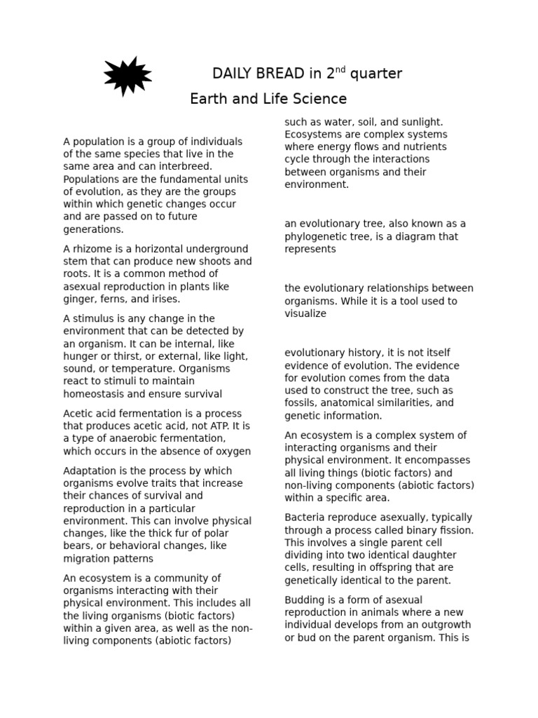 DAILY BREAD in 2nd Quarter | PDF | Evolution | Genetics