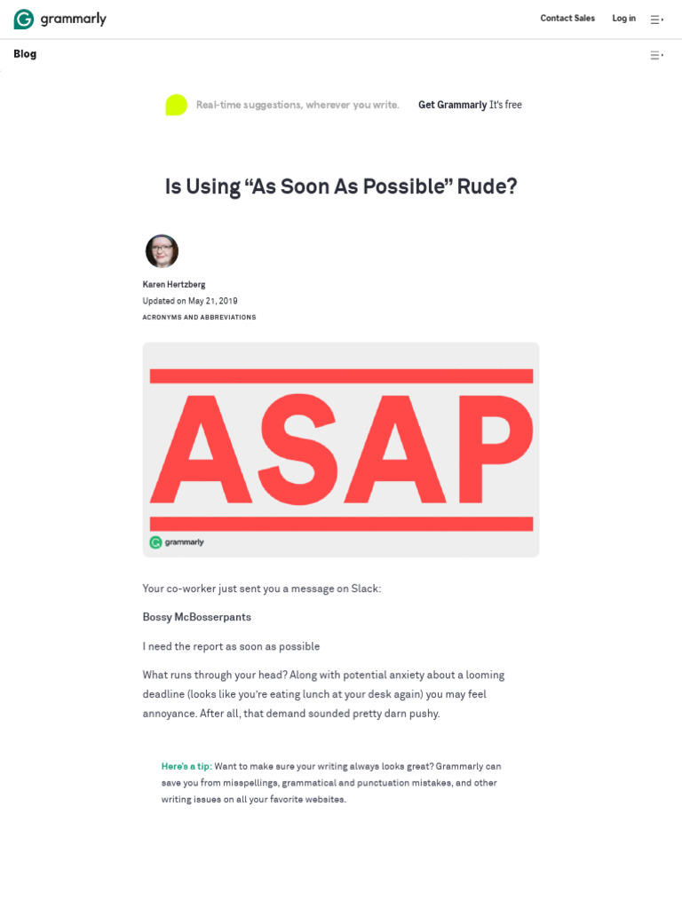 As Soon As Possible - Pros, Cons and Alternative Phrases - Grammarly ...