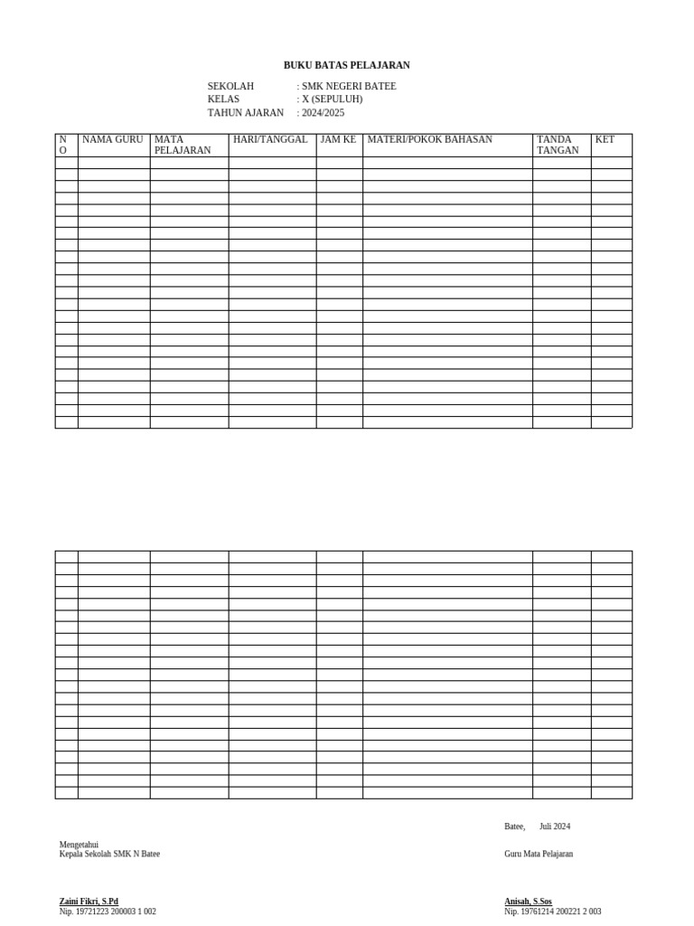 Buku Batas Pelajaran | PDF