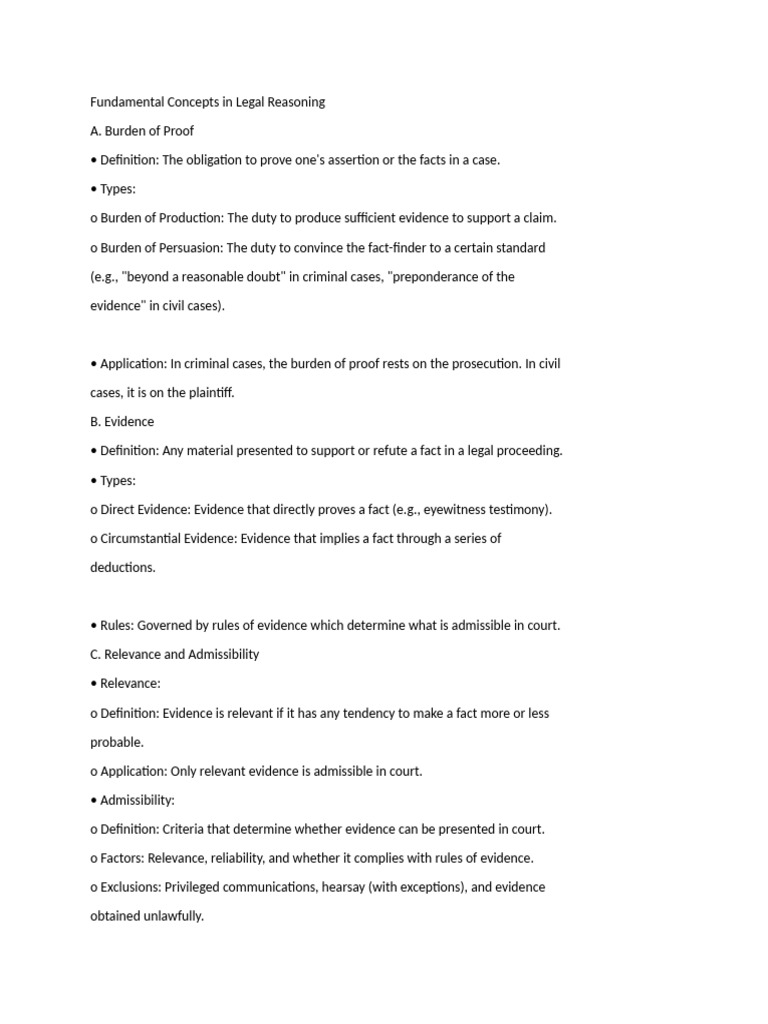 Fundamental Concepts in Legal Reasoning | PDF | Evidence (Law) | Burden ...