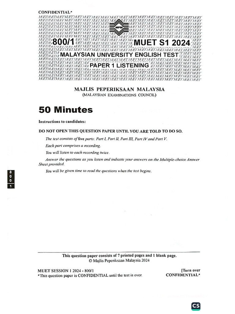 MUET Listening S1 2024 | PDF