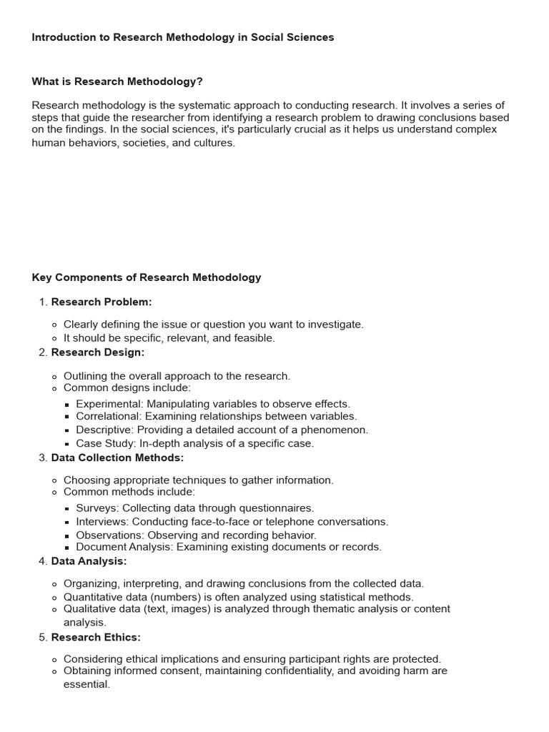 Introduction To Research Methodology in Social Sciences | PDF ...