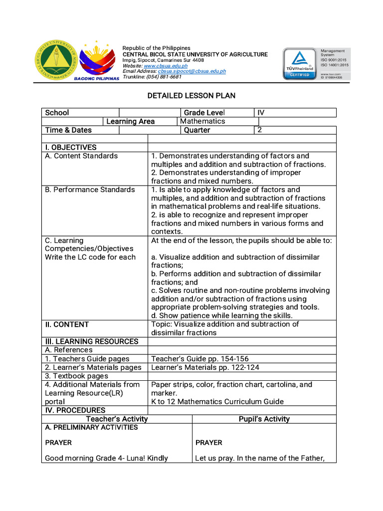 Detailed Lesson Plan FS 2 | PDF | Learning | Lesson Plan