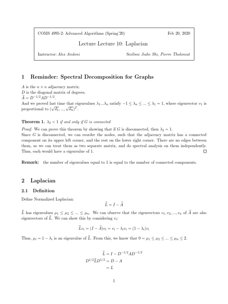 Spectral Decomposition for Graphs | PDF | Linear Algebra | Algebra Spectral Decomposition for Graphs | PDF | Linear Algebra | Algebra