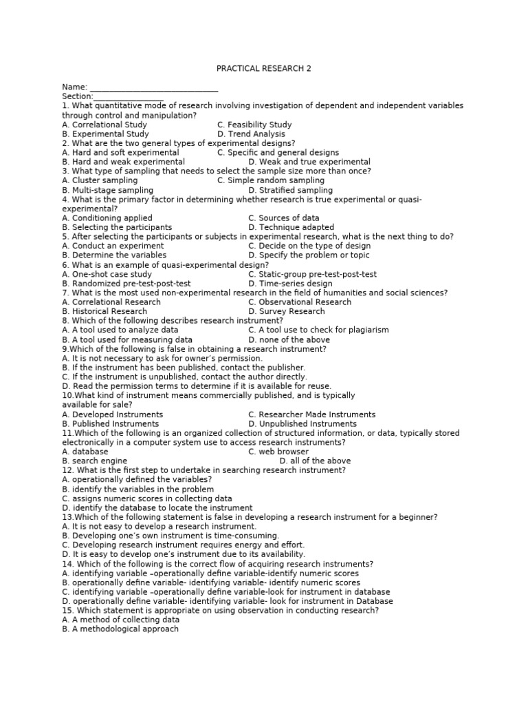 PRACTICAL RESEARCH 2 SUMMATIVE | PDF | Sampling (Statistics) | Level Of ...