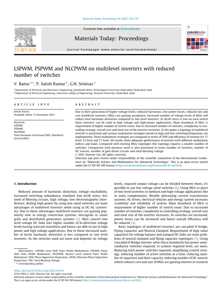 2022 - LSPWM, PSPWM and NLCPWM On Multilevel Inverters With Reduced ...