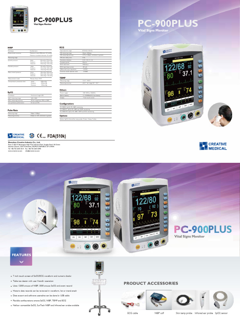 Comprehensive Vital Signs Monitor Specs | PDF | Blood Pressure