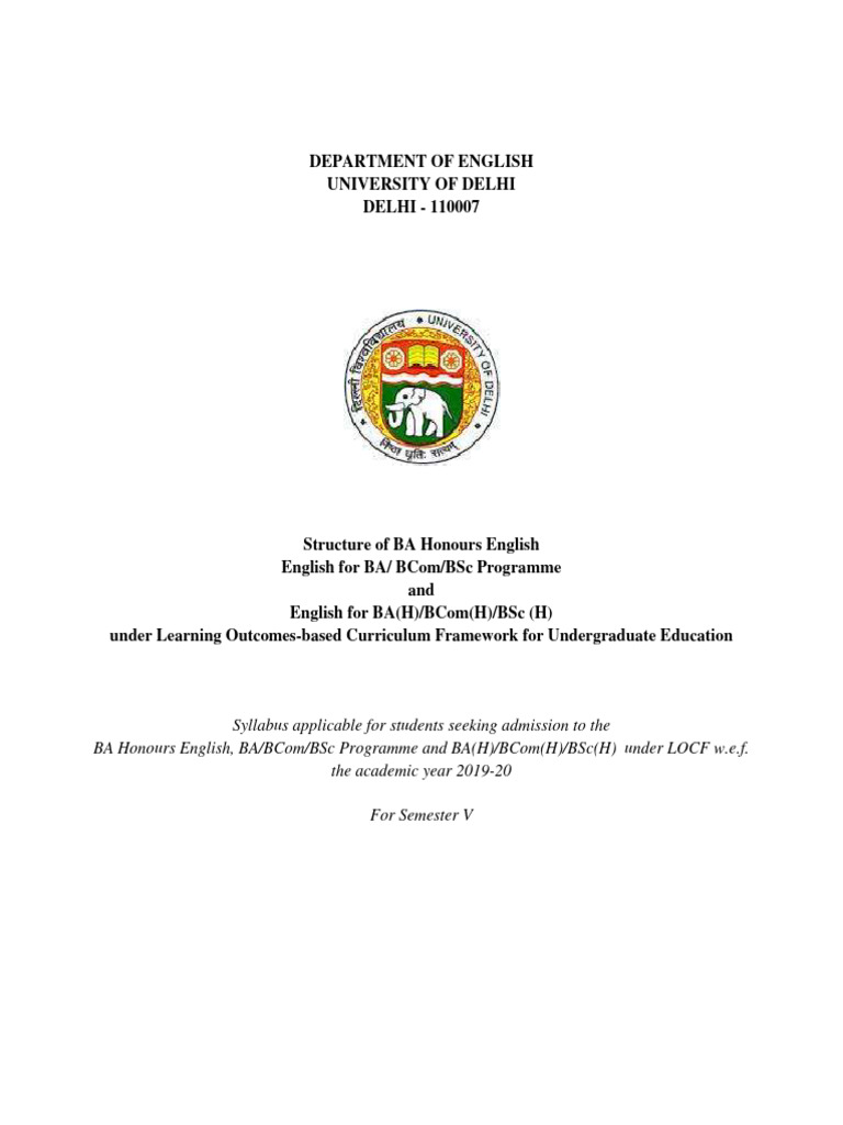 DRAFT Syllabus - Semester 6 BA English Syllabus (6) - Compressed 2 ...