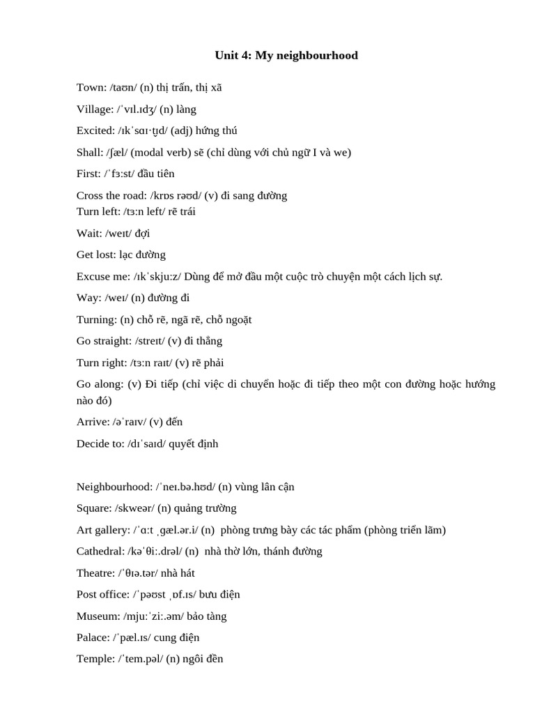 Unit 4 - My Neighbourhood | PDF