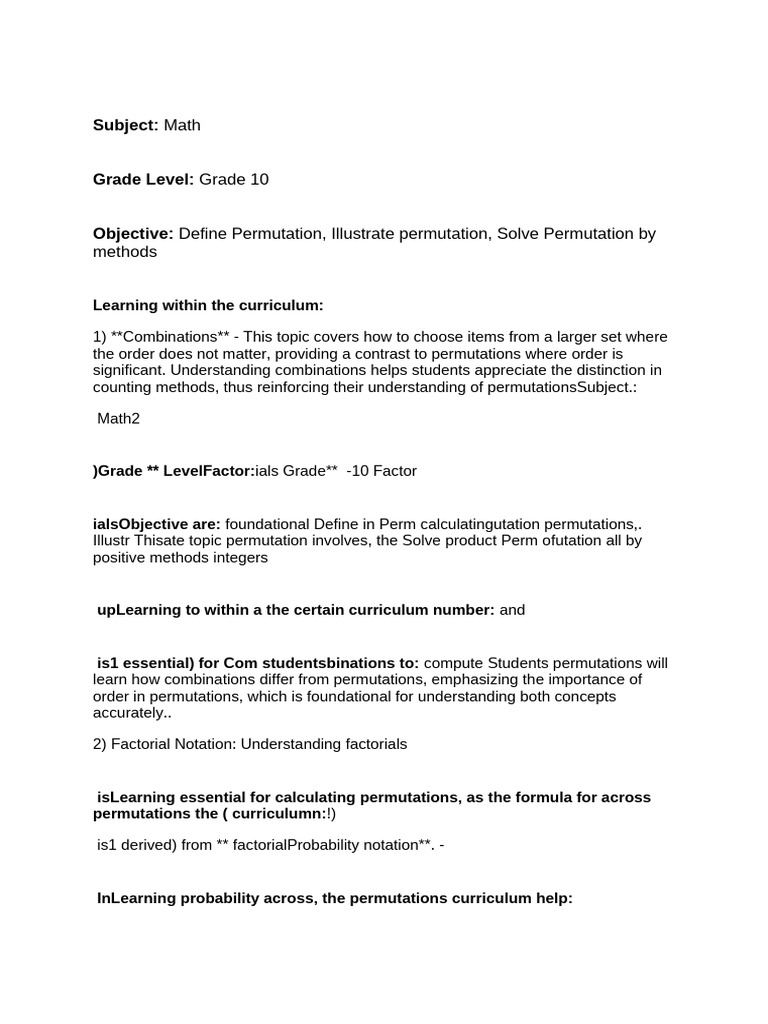 lesson_plan | PDF | Permutation | Curriculum