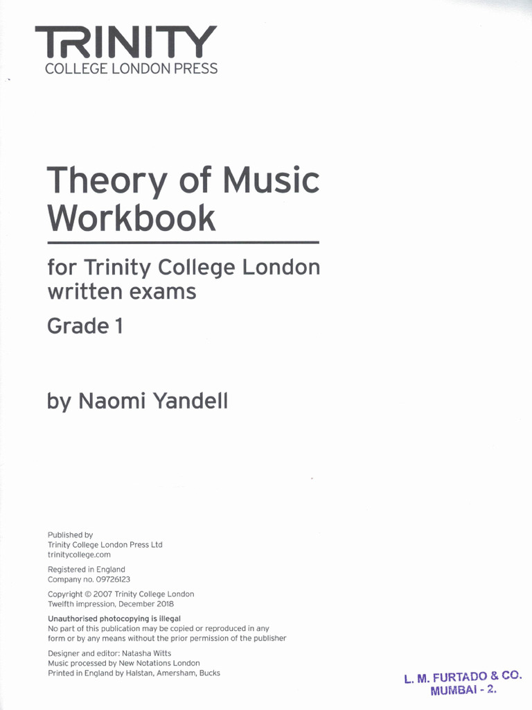 Theory of Music Workbook Grade 1 | PDF