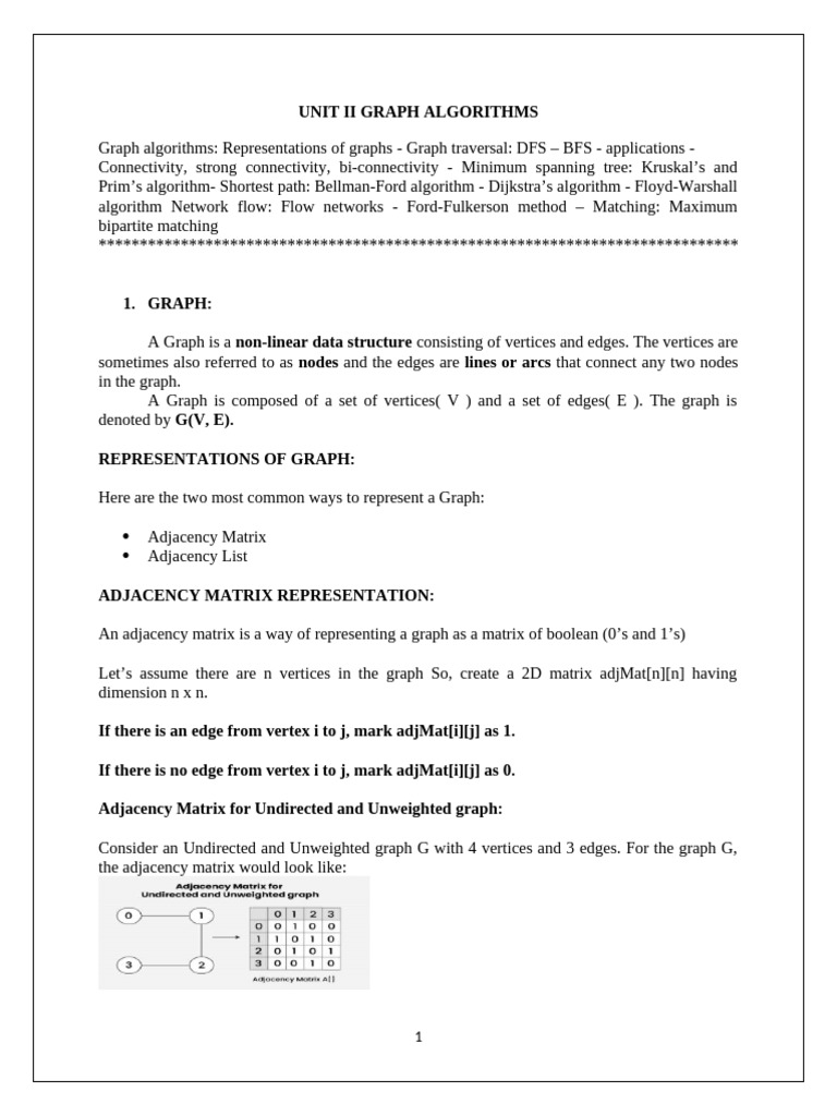 alg unit ii | PDF | Vertex (Graph Theory) | Graph Theory