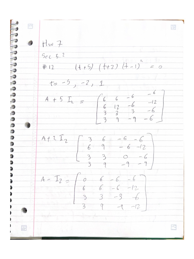 Linear Algebra Hw7 | PDF