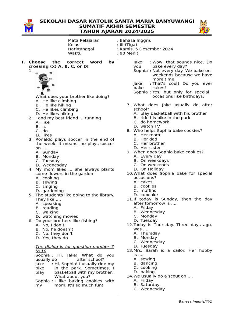 Sas Bahasa Inggris Kelas 3 | PDF
