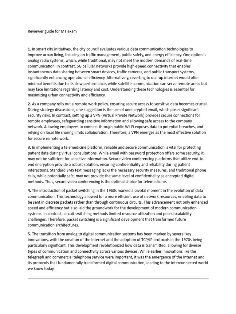 Reviewer Guide For MT Exam Exet 315 | PDF | Modulation | Sampling (Signal Processing)