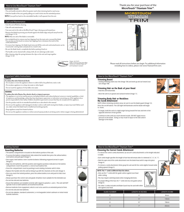 How To Use Microtouch® Titanium Trim™ | PDF