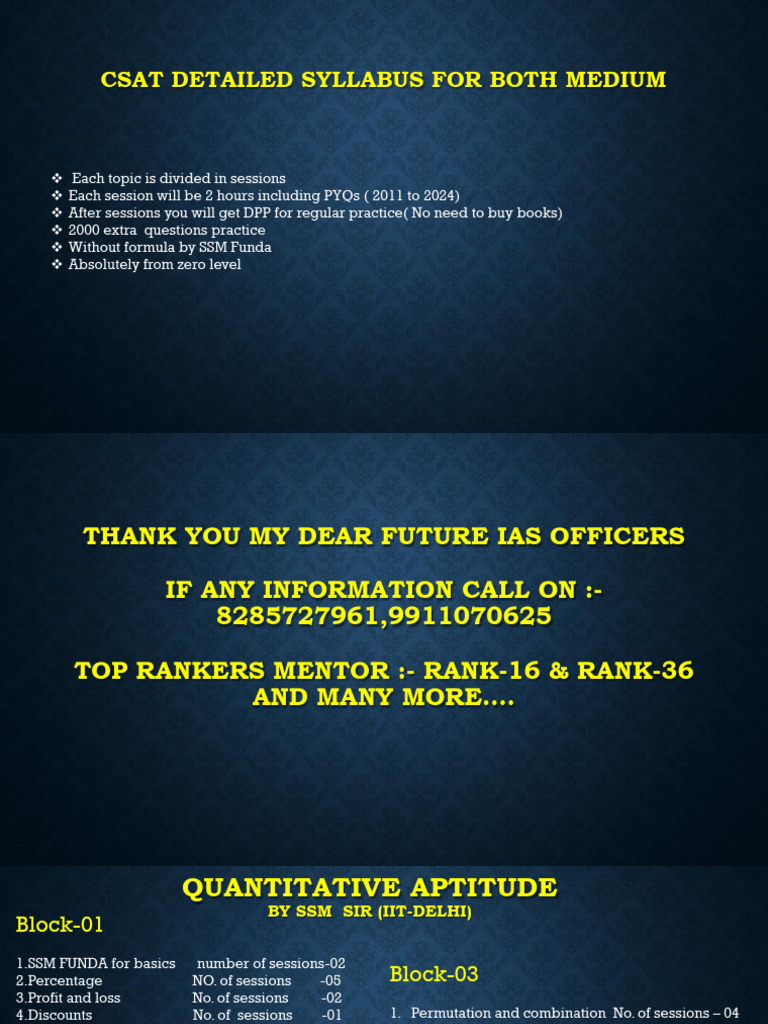 CSAT Syllabus With Sessions | PDF | Mathematics