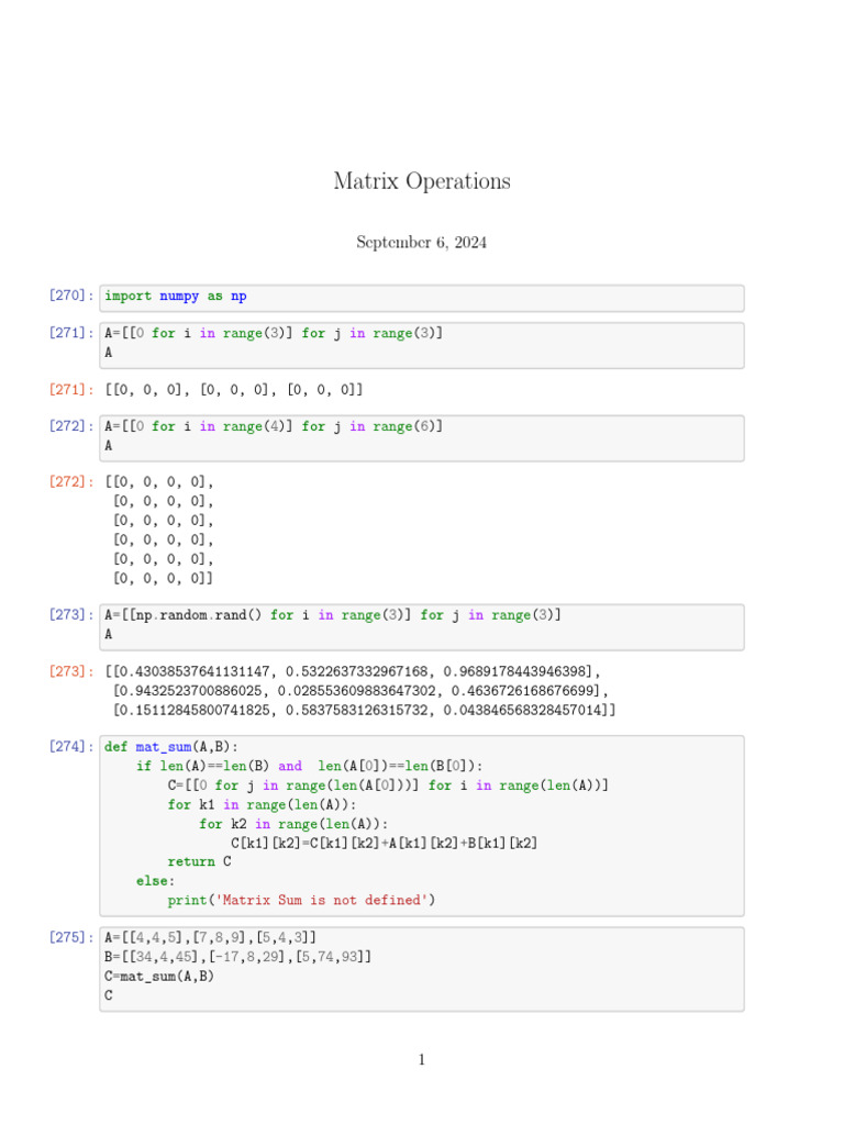 Matrix Operations-3 | PDF | Linear Algebra | Algebra