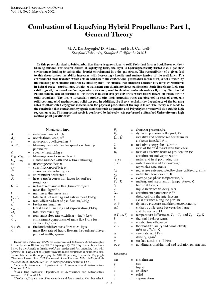 Entrainment - Paraffin | PDF | Combustion | Rocket Propellant