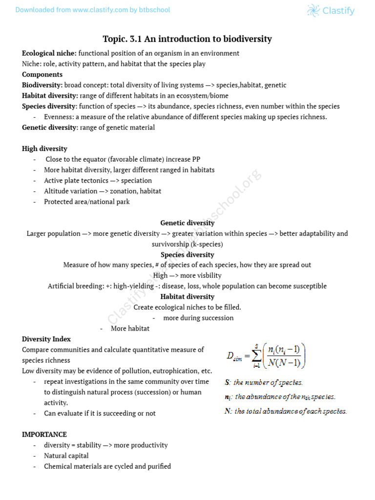 ESS Unit 3 notes | PDF | Biodiversity | Extinction