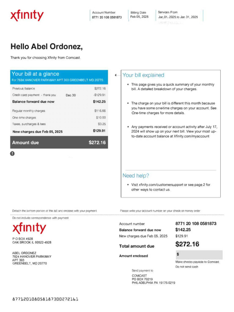 Comcast bill | PDF | Fee | Service Industries