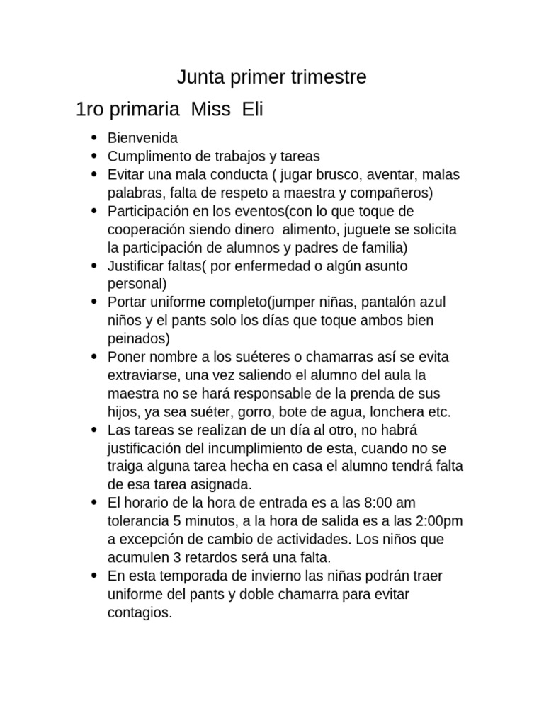 Reglas y Normas 1ro Primaria 2023 | PDF