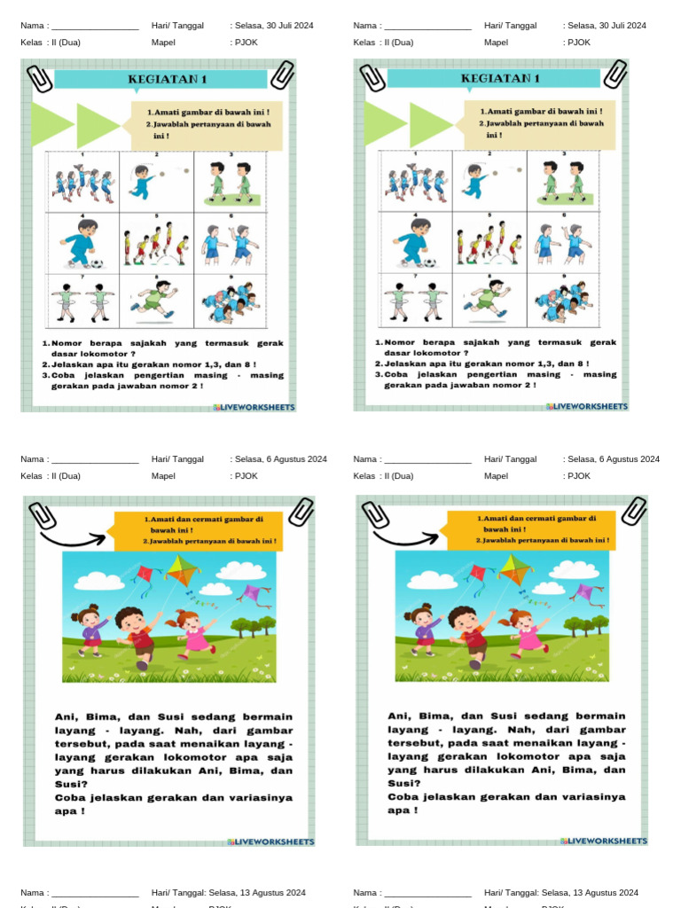 LKPD Kelas 2 Gerak Lokomotor | PDF