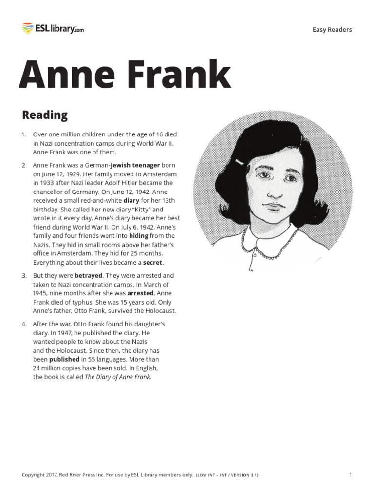 Anne Frank: A Brief Biography | PDF | Anne Frank | Nazi Germany