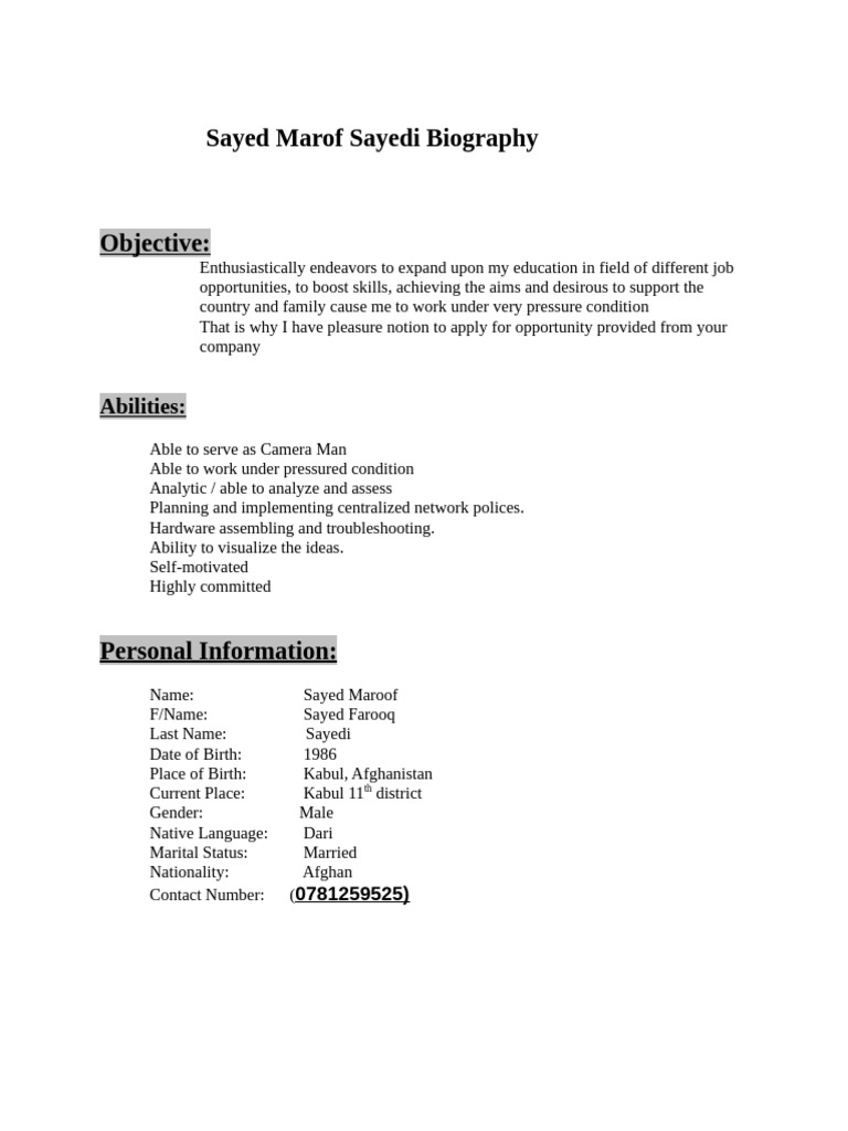 marof Biography | PDF