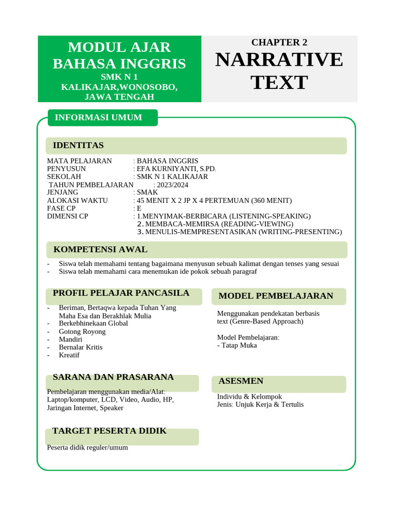 MODUL 2 Narrative Text Ok | PDF