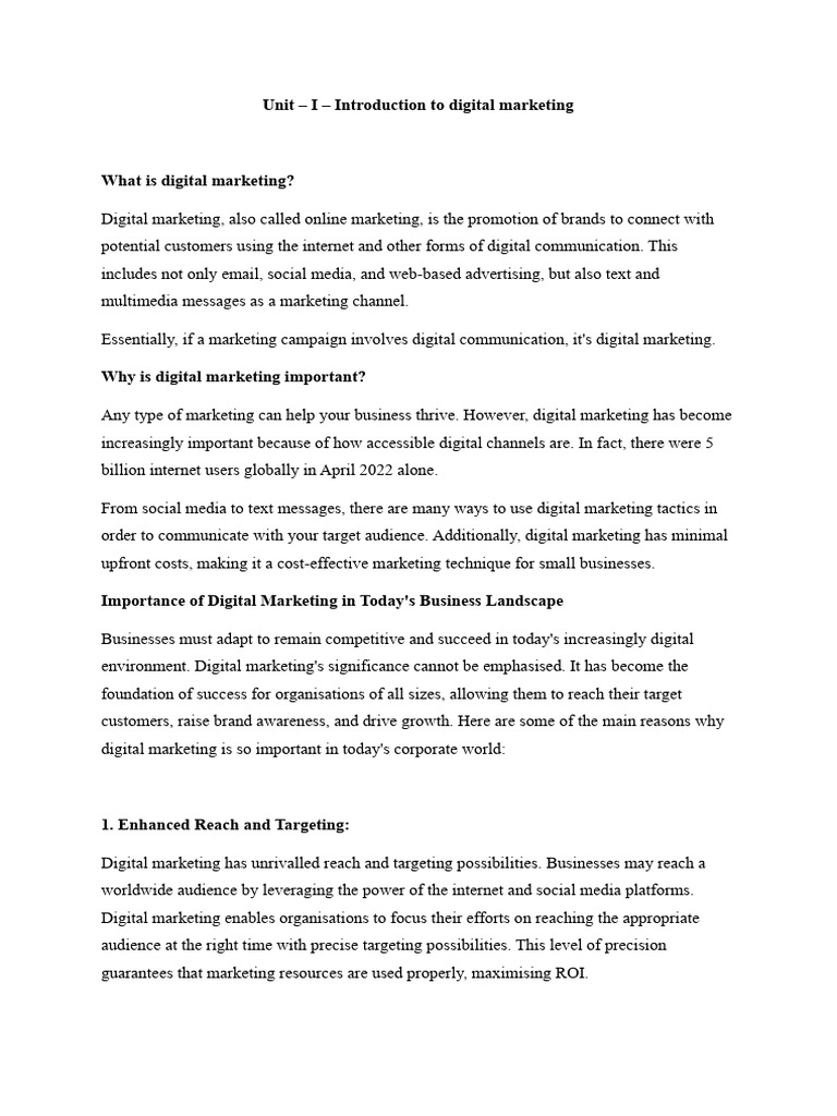 SM Digital Marketing Unit 1 Notes-merged | PDF | Usability | Search ...