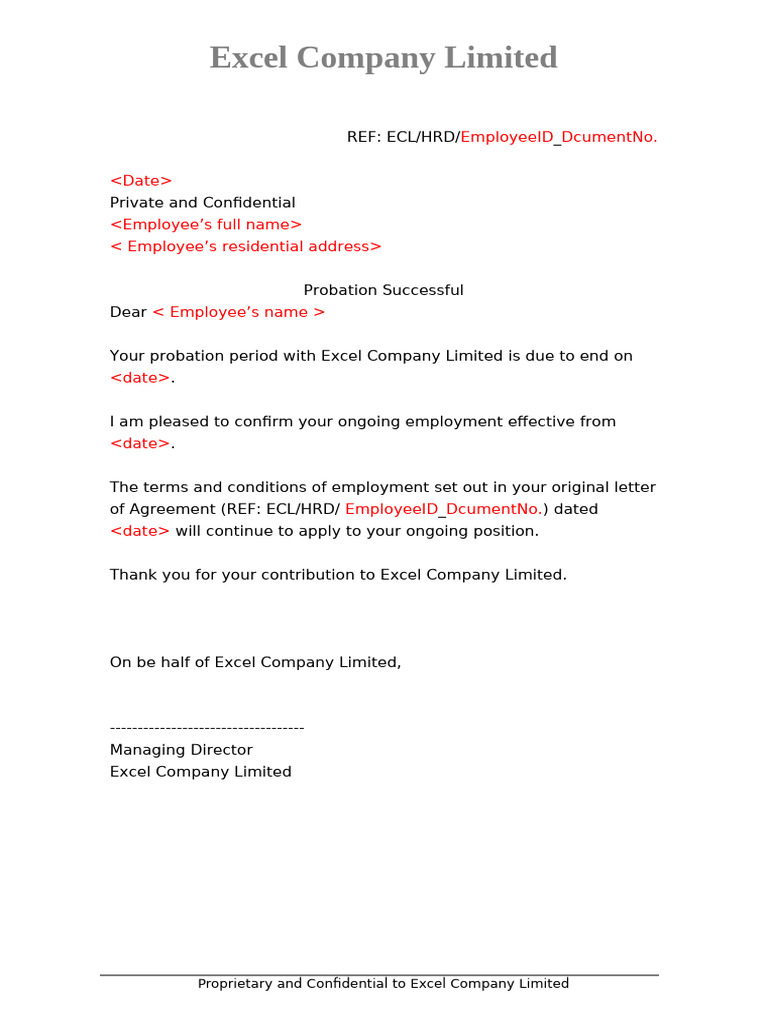 Permanent Employment Confirmation Letter | PDF