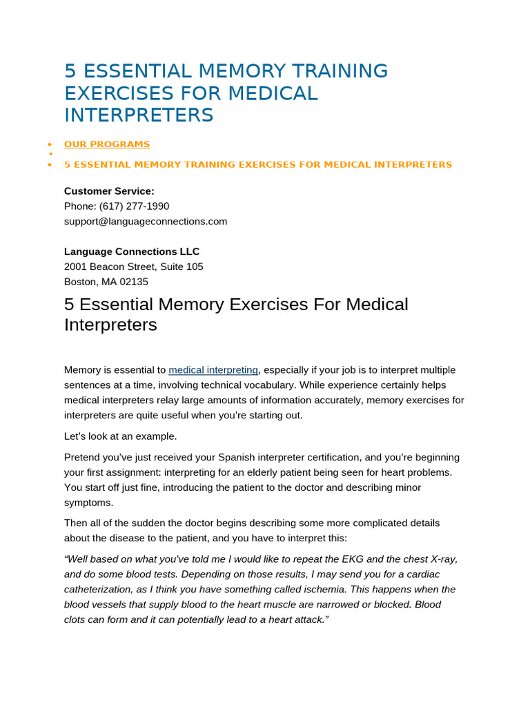5 Essential Memory Training Exercises for Medical Interpreters تعزيز الذاكرة 7 | PDF | Language ...