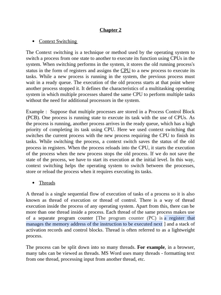 Chapter 2 Extra | PDF | Thread (Computing) | Process (Computing)