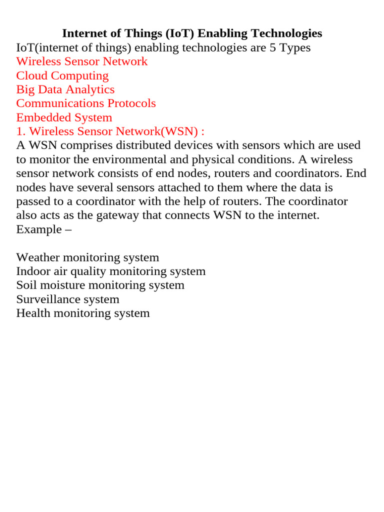 Internet of Things (IoT) Enabling Technologies | PDF | Cloud Computing | Wireless Sensor Network