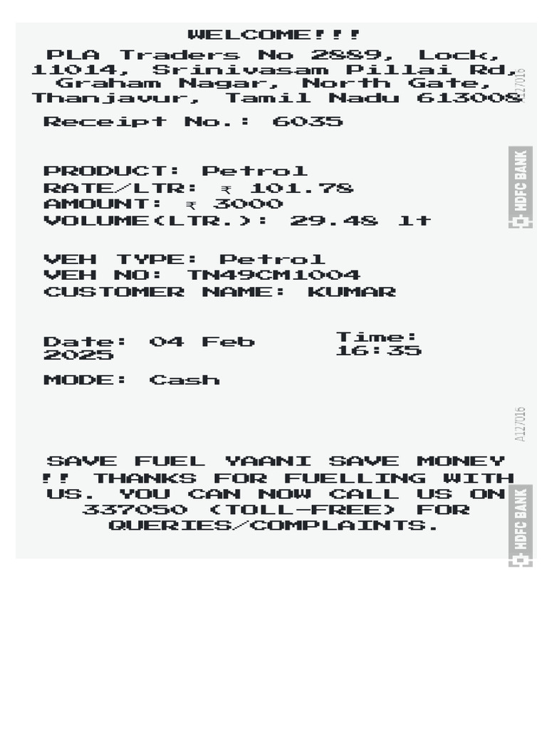 Fuel Bill Template 3 | PDF