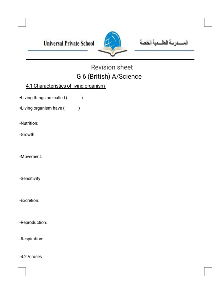 Revision Sheet On Unit 4 and The First 3 Lessons of Unit 5 | PDF