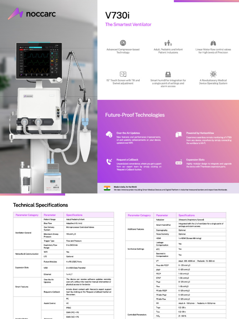 V730i: Smart Ventilator Features | PDF | Wi Fi | Pulmonology